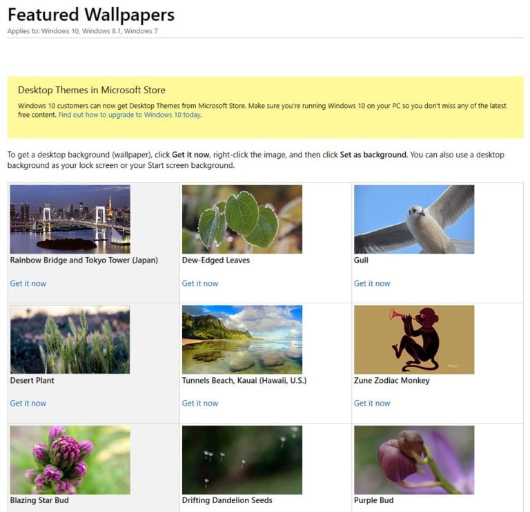 Microsoft Makes Past Featured Desktop Themes and Wallpapers Available ...