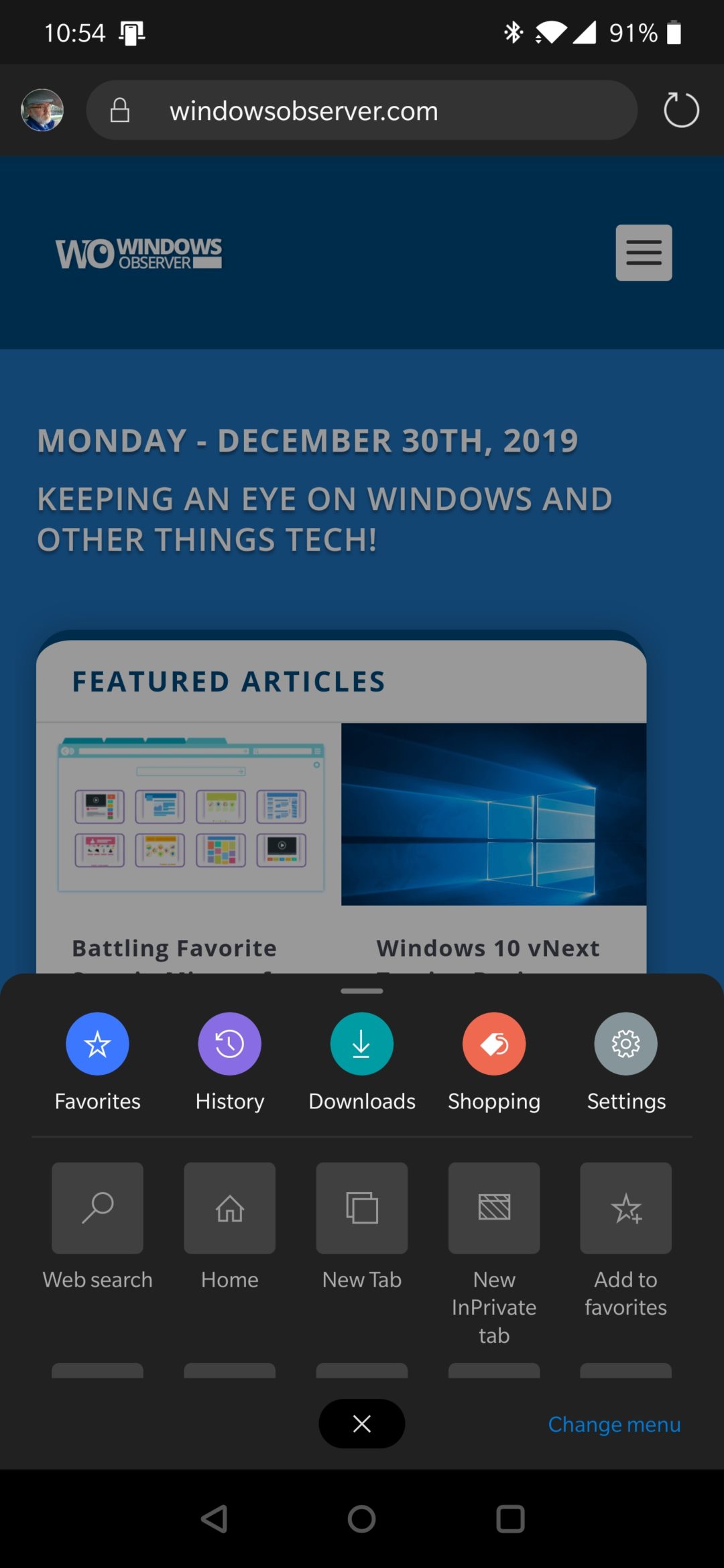 Edge on Android Gets New Control Center | WindowsObserver.com