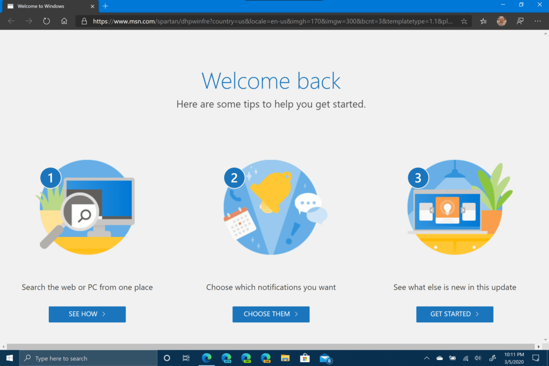 edge-welcome-back-windows-10-build-update | WindowsObserver.com